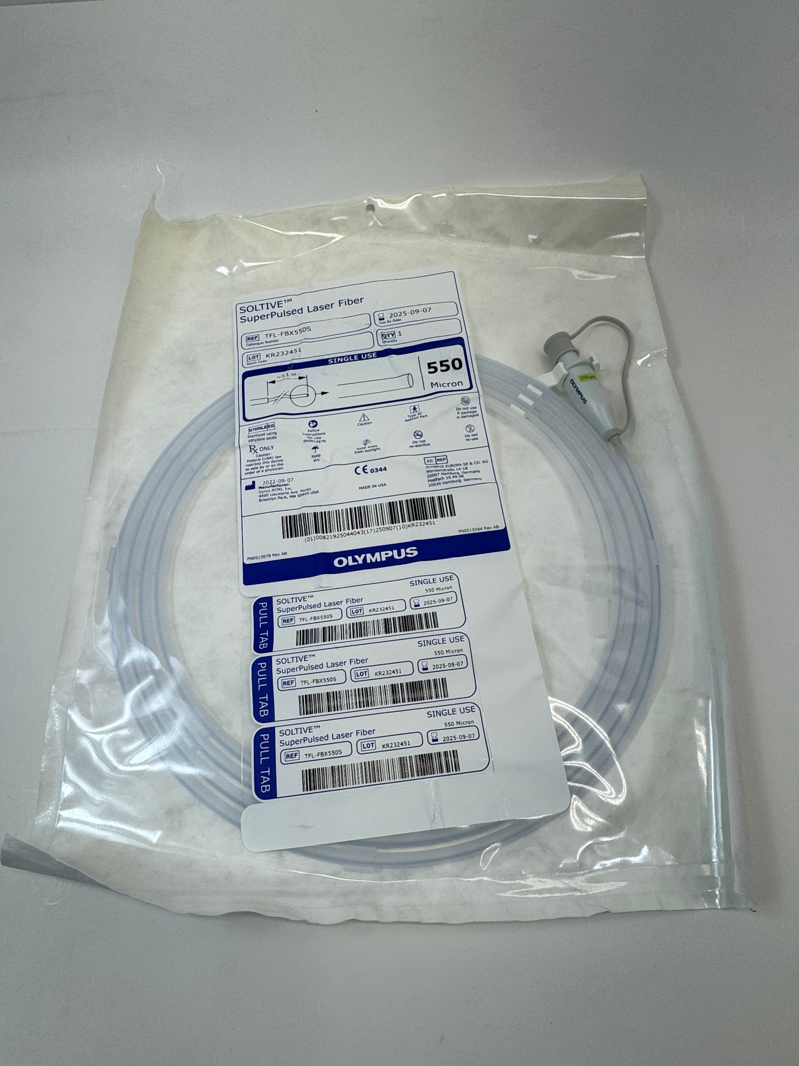 Olympus TFL-FBX550S Laser Fiber | 550µm Micron SOLTIVE™ Laser System