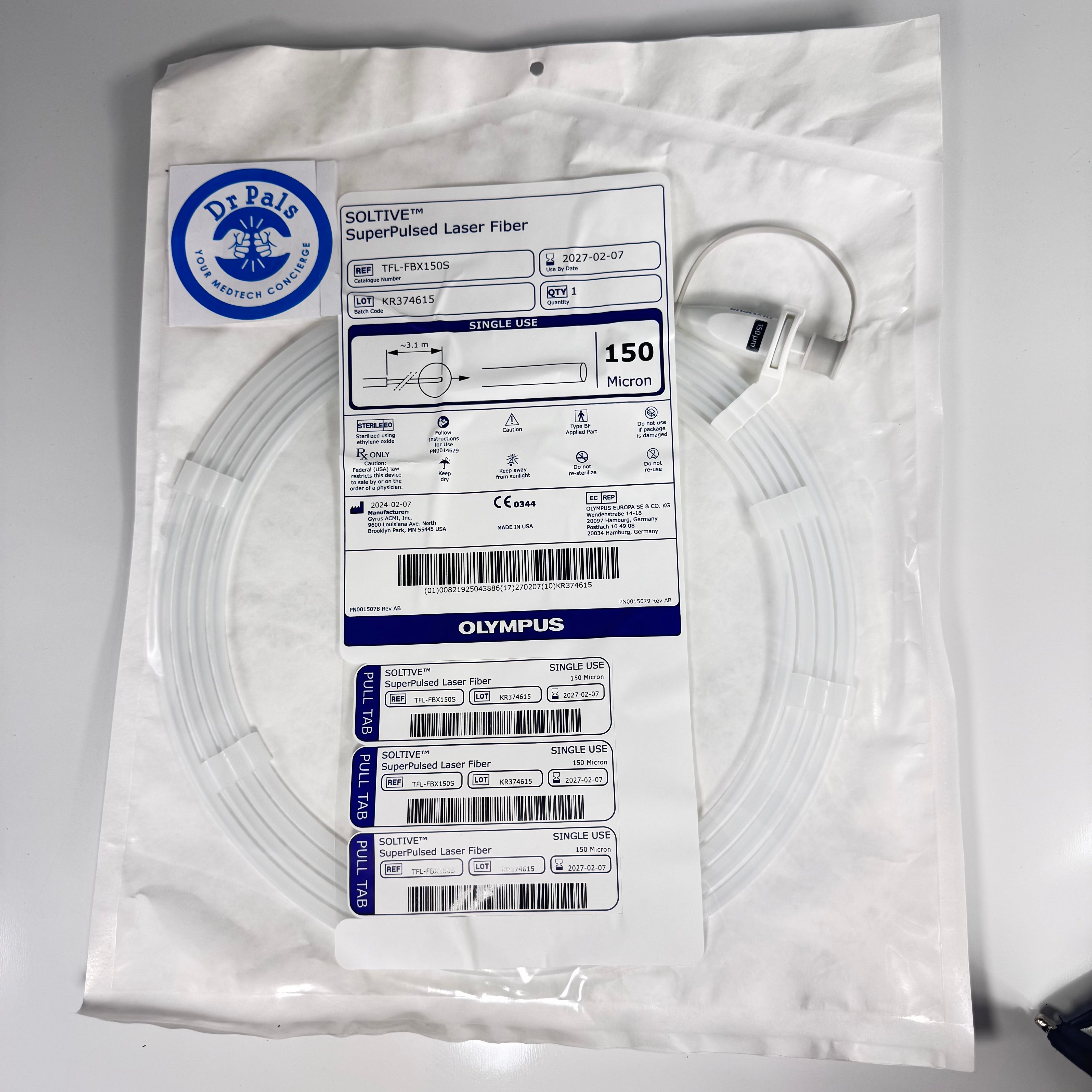 Olympus TFL-FBX150S | 150 Micron SOLTIVE Thulium Fiber Laser Fiber In